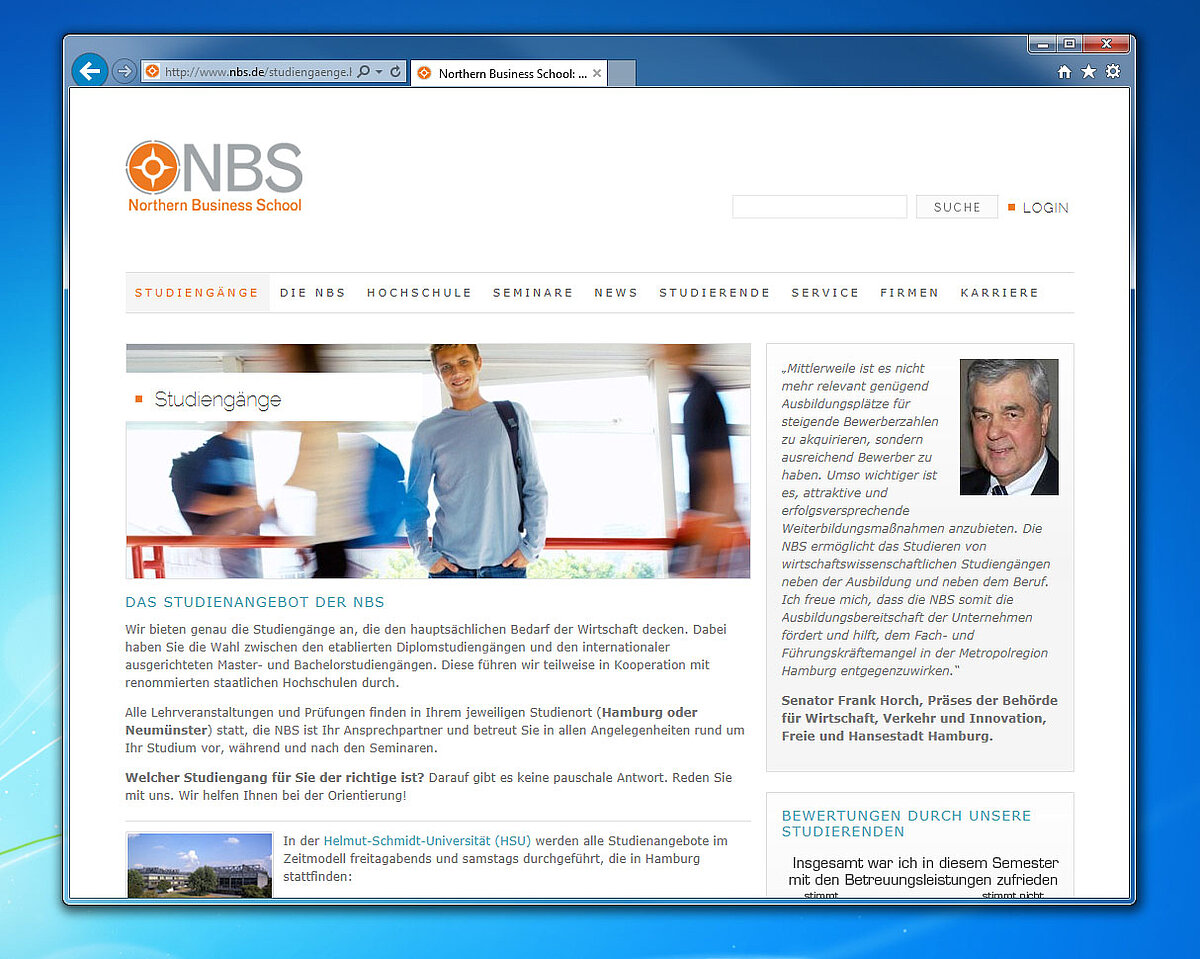 NBS Northern Business School | Das neue Responsive Design der NBS Website